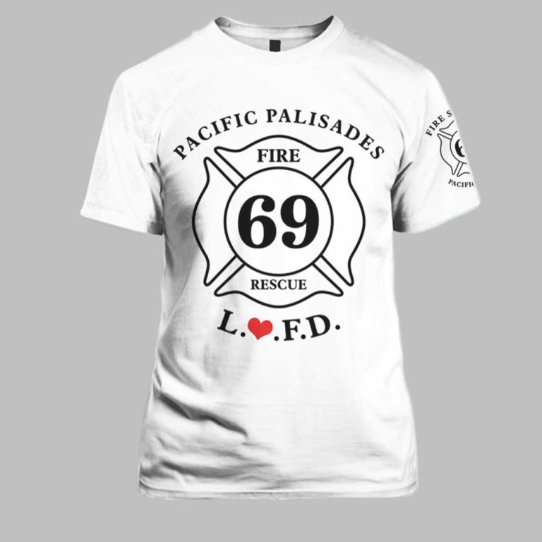 Men's Retro LAFD Fire Station 69 Pacific Palisades Print T-Shirt - Grishko