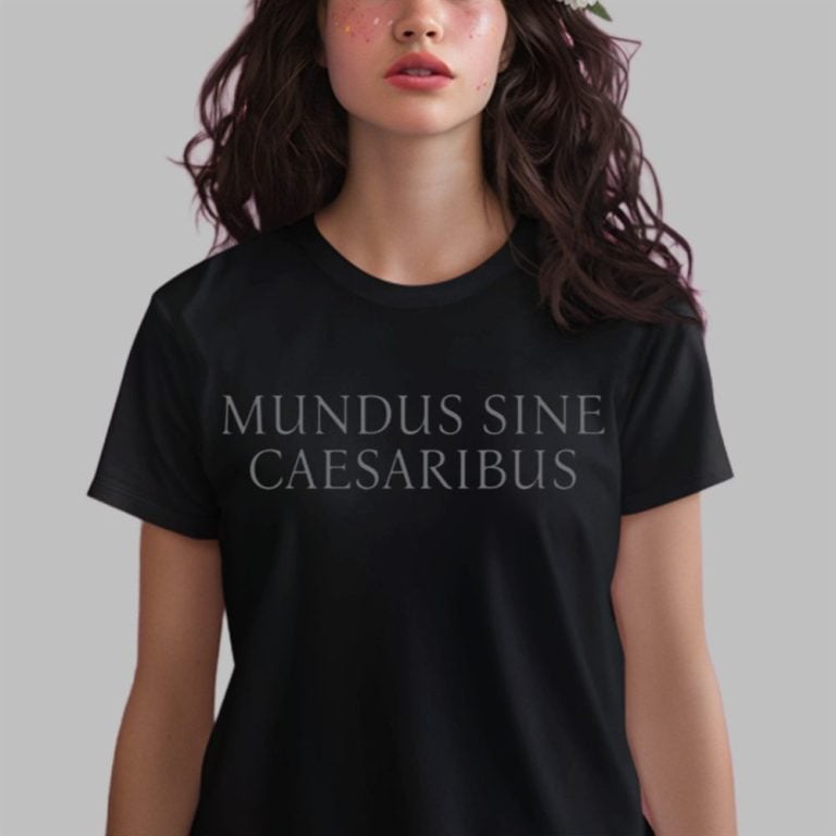Bluesky CEO Jay Graber Wearing Mundus Sine Caesaribus Shirt - Grishko.com