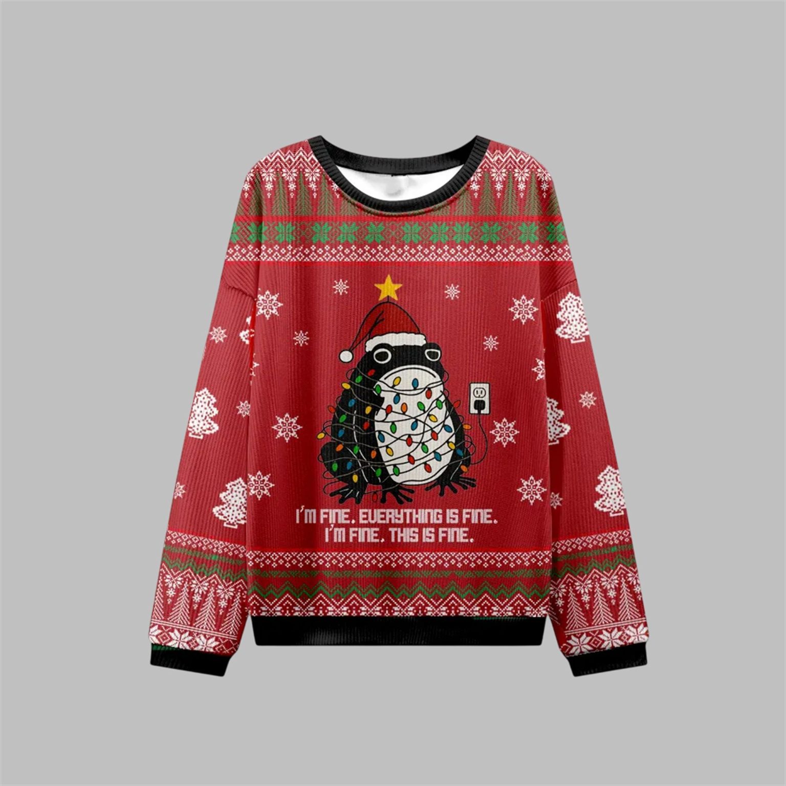 2025 Christmas Frog Everything Is Fine Ugly Sweater - Grishko