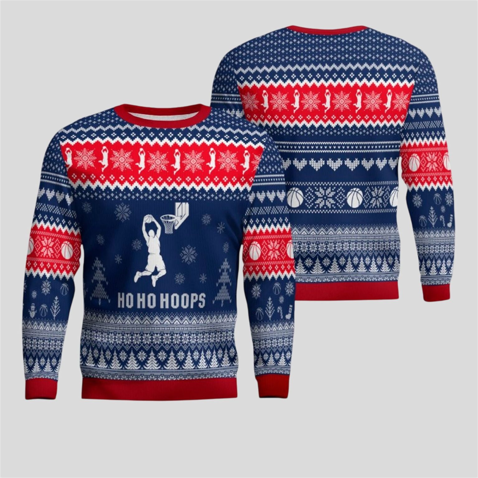 2025 Christmas HoHoHoops Basketball Ugly Sweater - Grishko