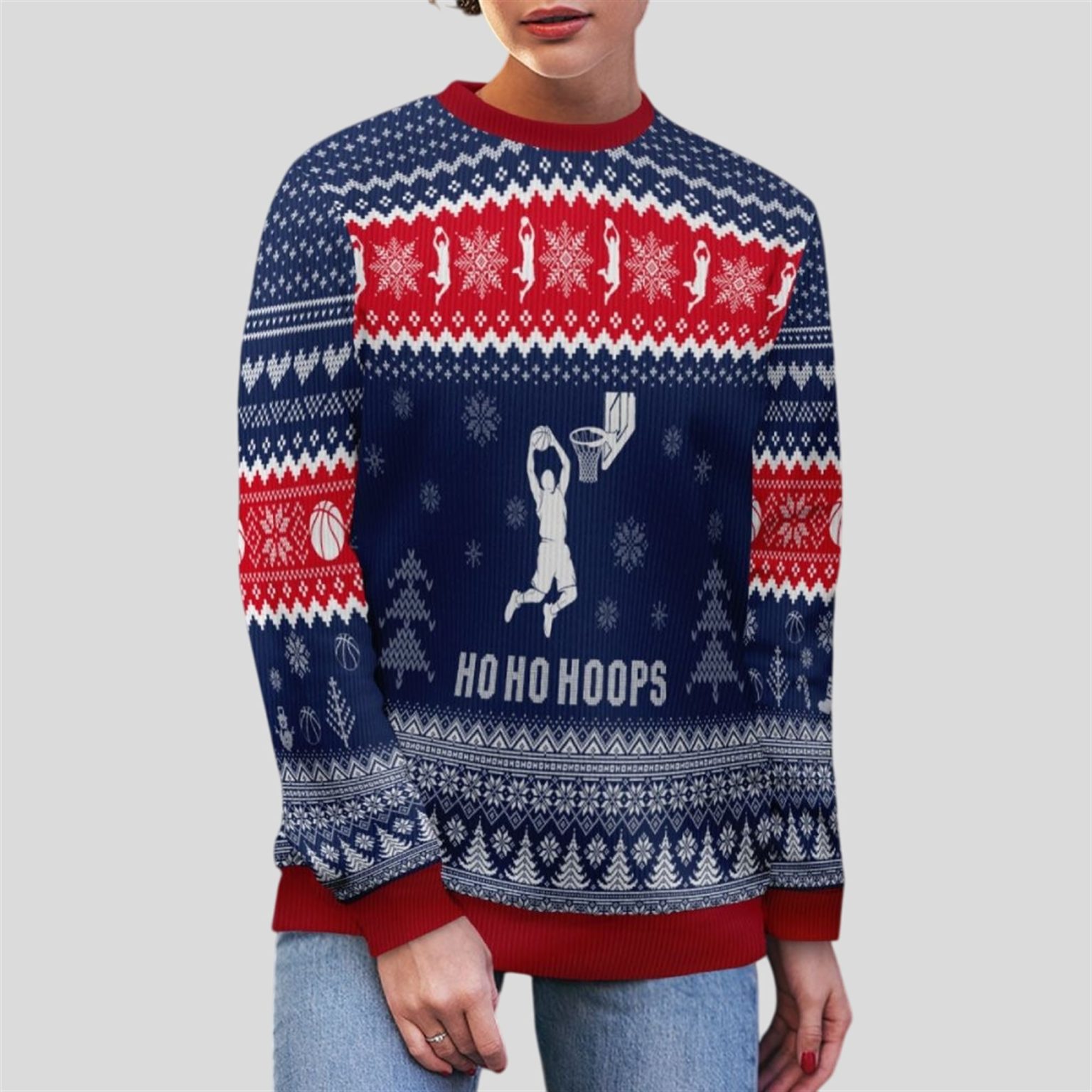 2025 Christmas HoHoHoops Basketball Ugly Sweater - Grishko