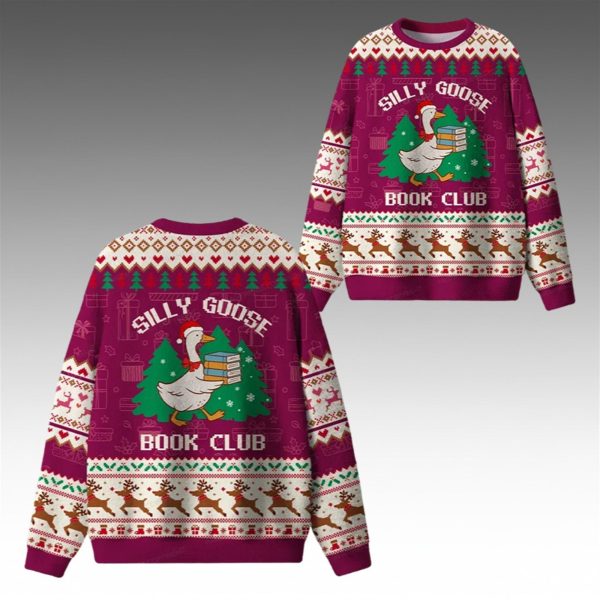 2025 Christmas Silly Goose Book Club Ugly Sweater - Grishko
