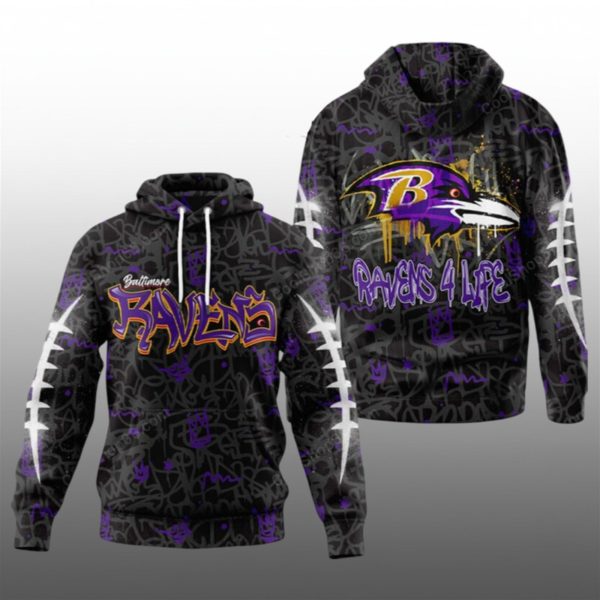 2025 Ravens Graffiti 4 Life Hoodie - Grishko