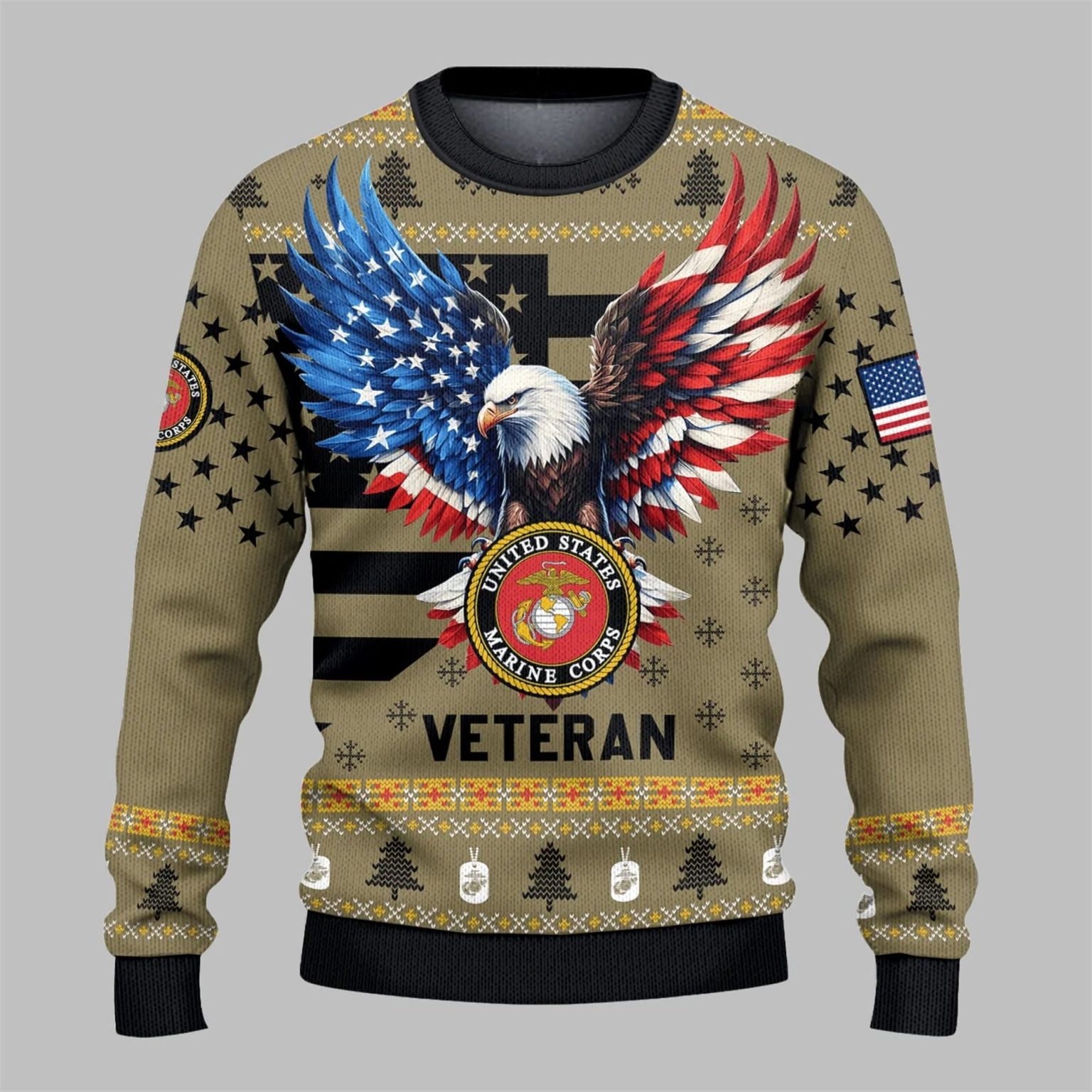 USMC Veteran Ugly Sweater 2025 Christmas - Grishko.com