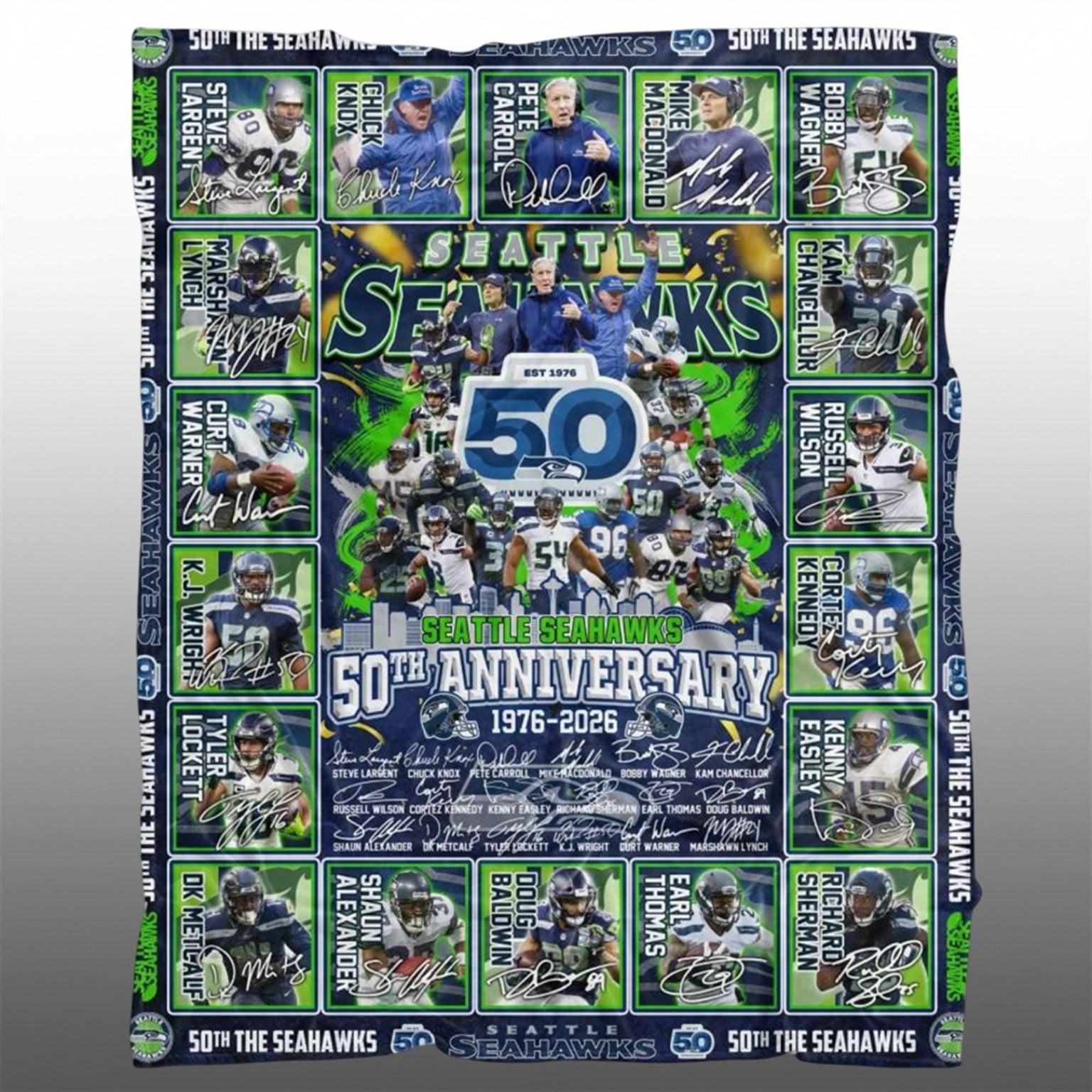 1976 2026 Seahawks 50th Anniversary Legends Blanket - Grishko