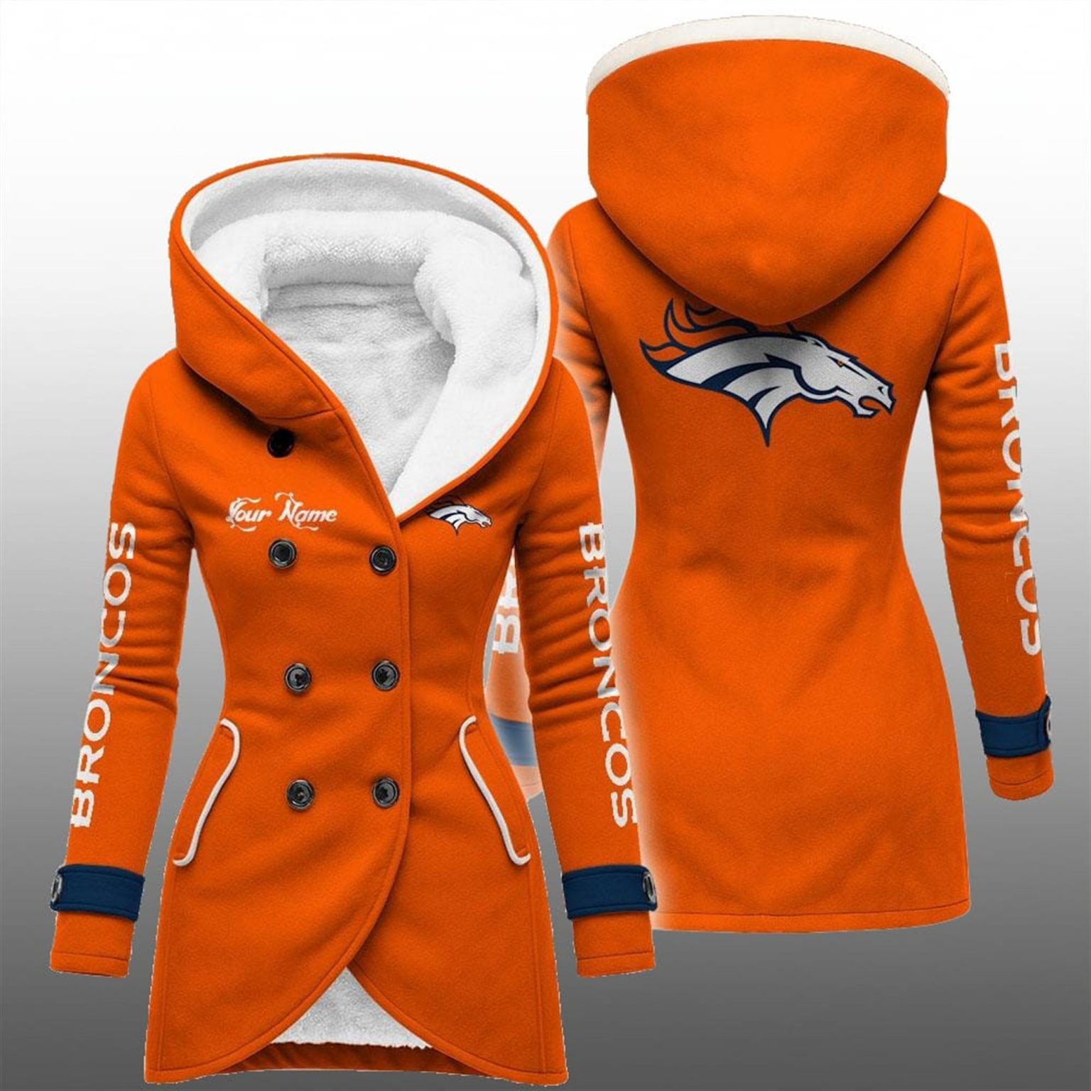2025 Broncos Long Hooded Fleece Jacket - Grishko