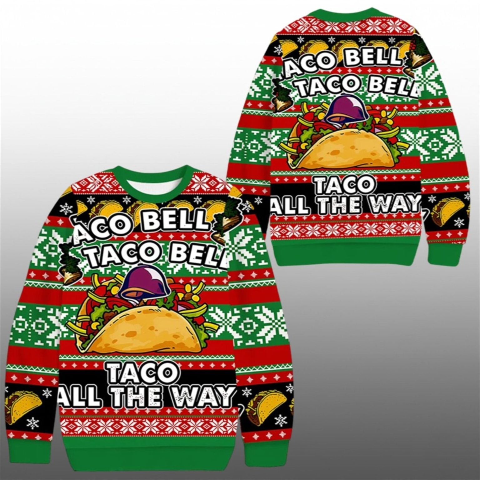 2025 Christmas Funny Mexican Taco Bell Ugly Sweater - Grishko