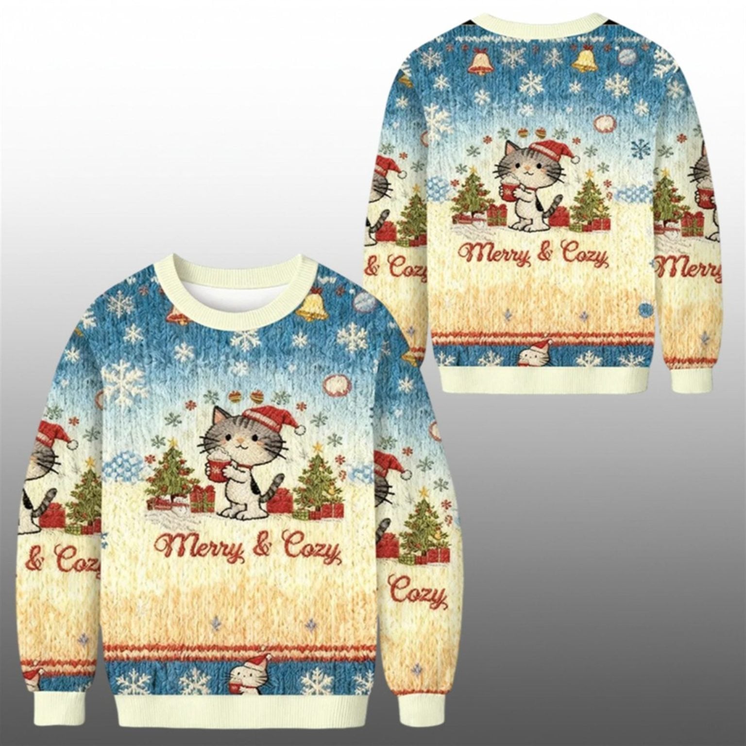 2025 Christmas Merry And Cozy Cat Ugly Sweater - Grishko