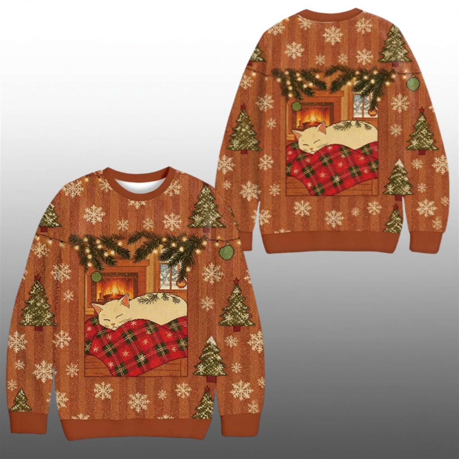 2025 Christmas Napping Cat Funny Ugly Sweater - Grishko