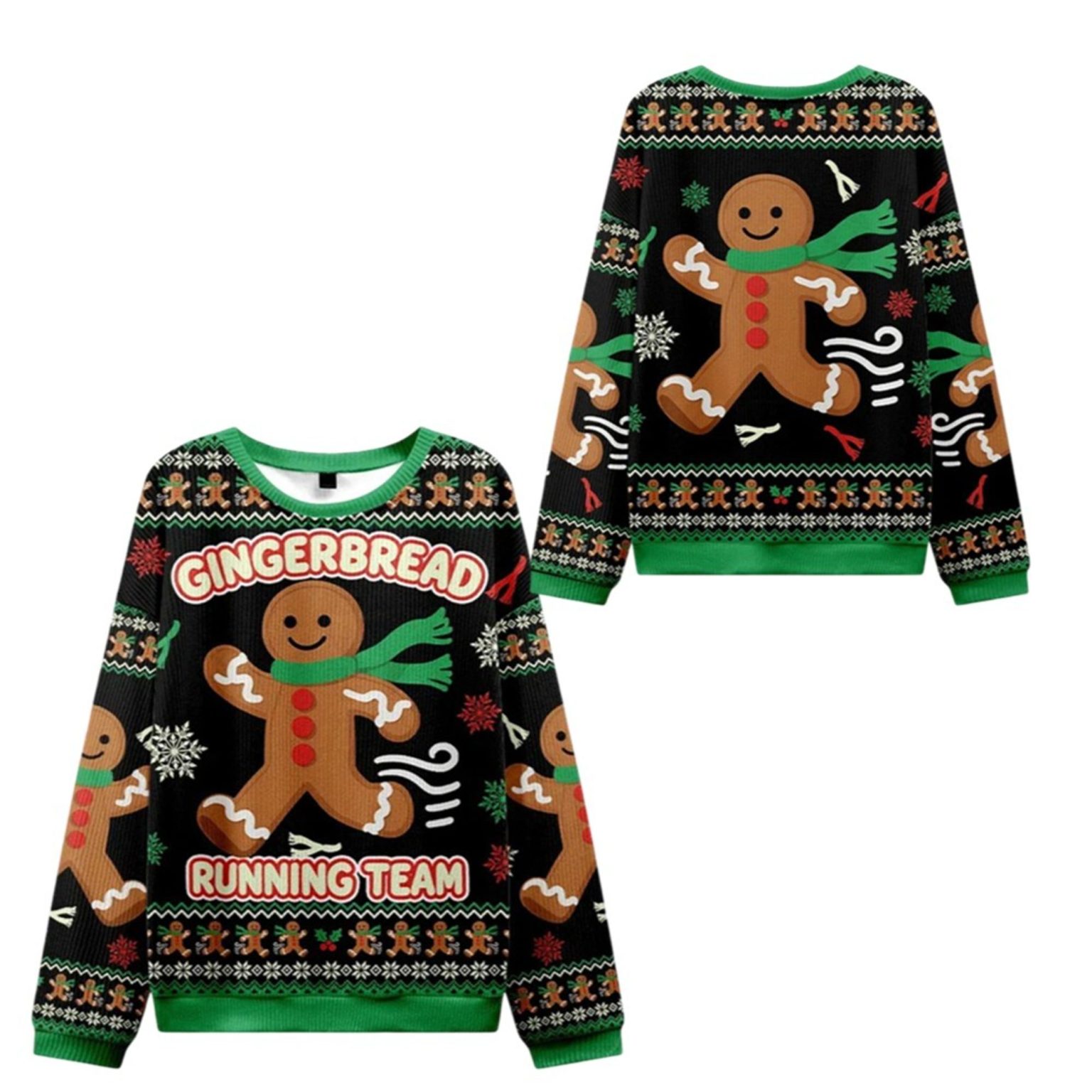 2025 Christmas Running Gingerbread Man Ugly Sweater - Grishko.com