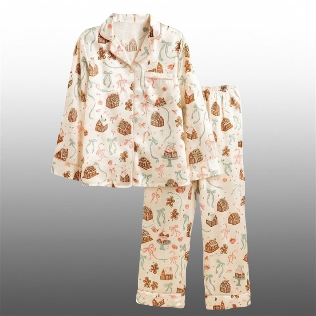 Gingerbread House Christmas Pajama Set For Women - Grishko