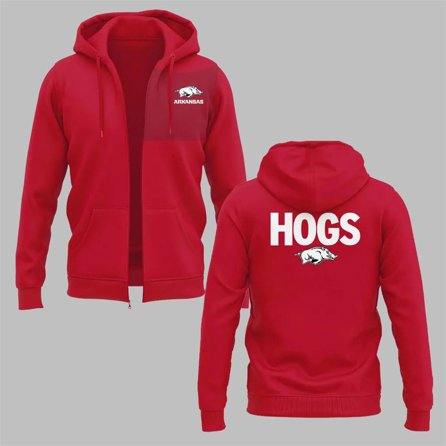 2025 Coach Ryan Silverfield Arkansas Razorbacks Zip Hoodie - Grishko