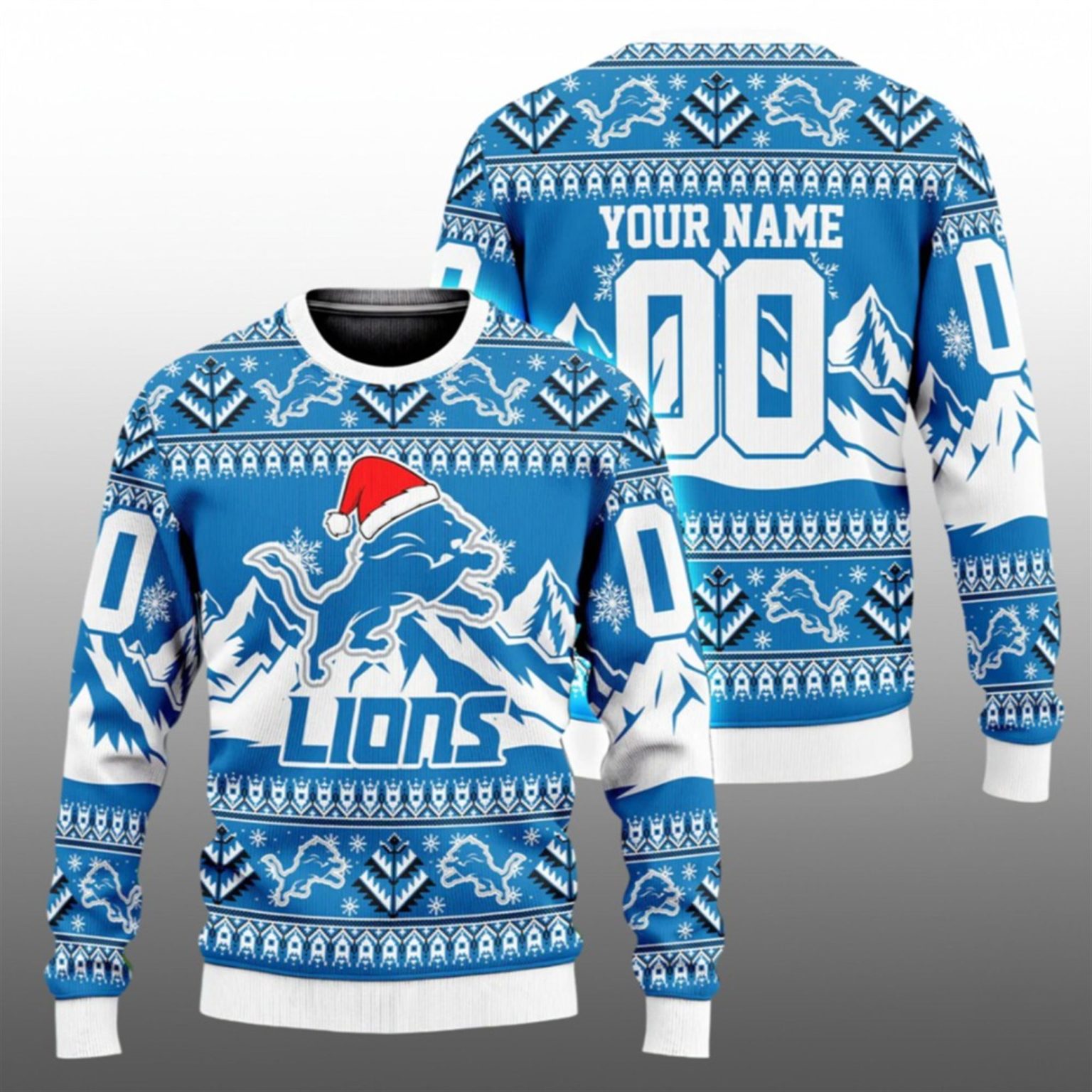 2025 Lions Custom Ugly Christmas Sweater - Grishko