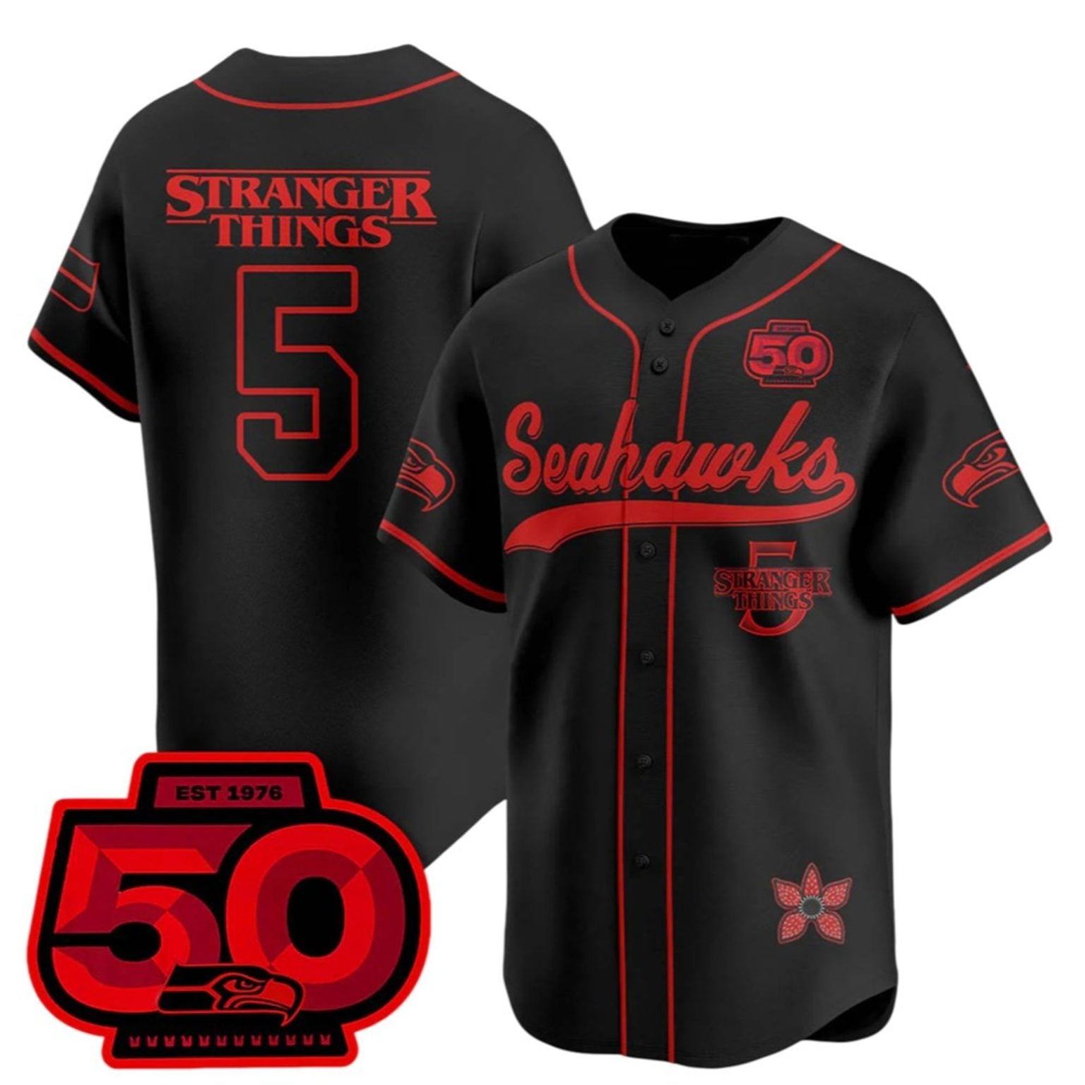 2026 Seattle Seahawks Stranger Things 5 EST 1976 50Th Jersey - Grishko.com