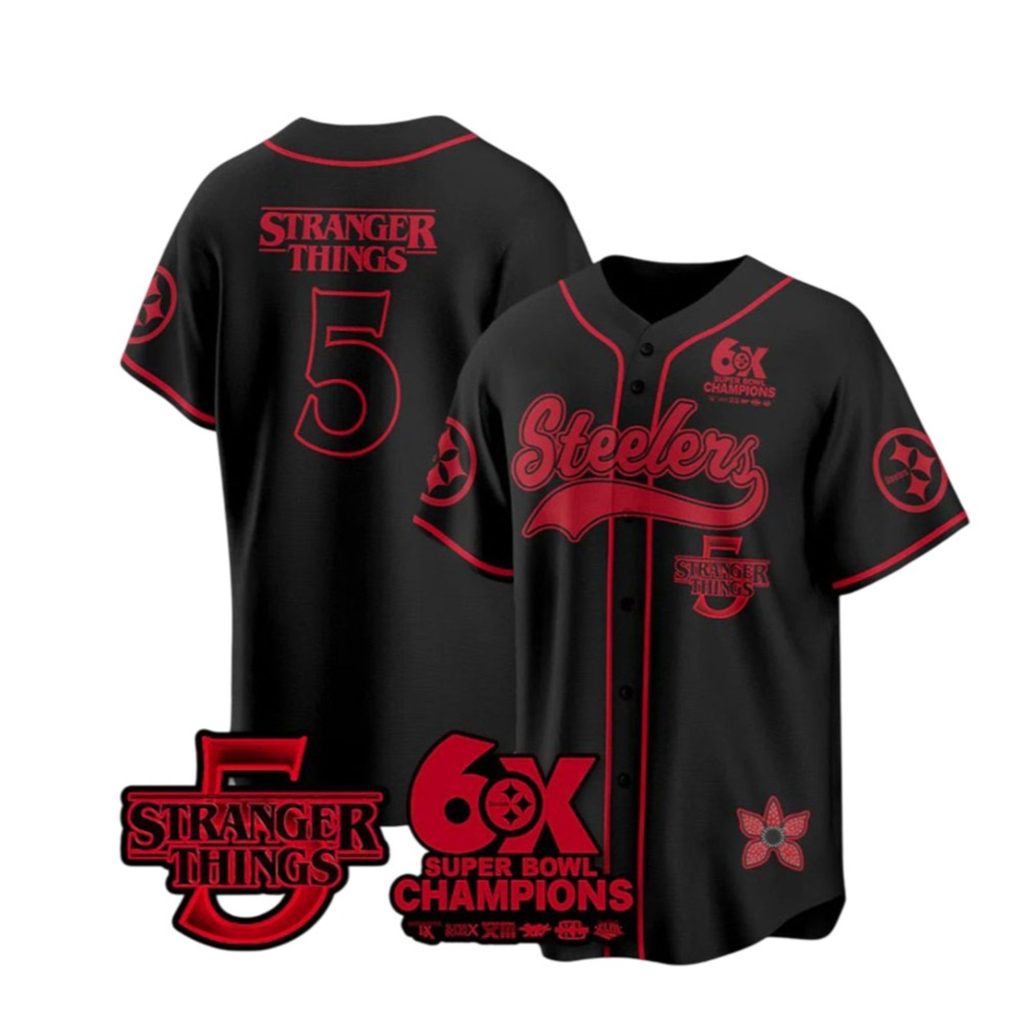2026 Steelers Stranger Things 6x Bowl Champions Jersey - Grishko.com