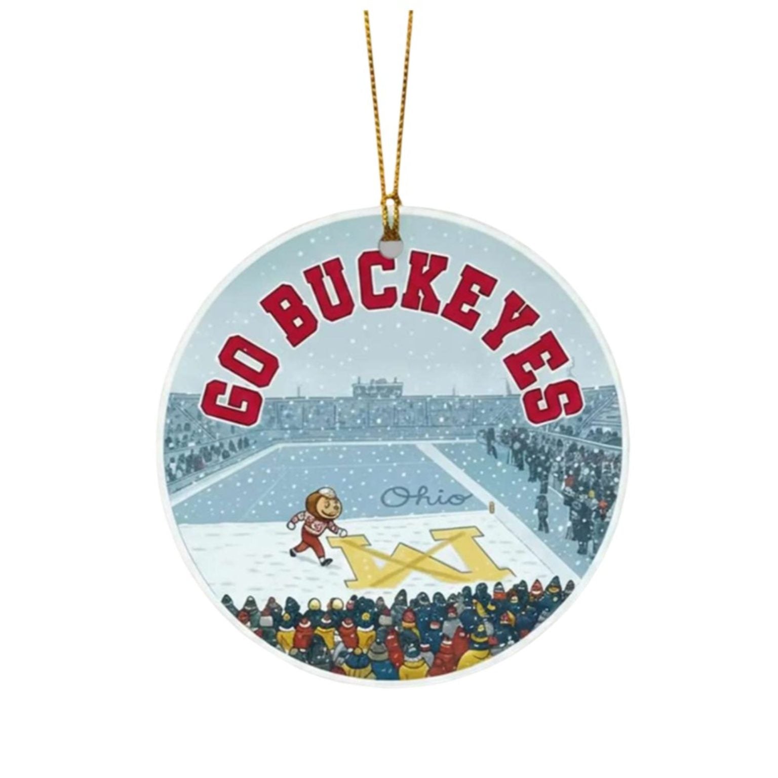 Brutus Go Buckeyes Snow Erase The M Ornament - Grishko
