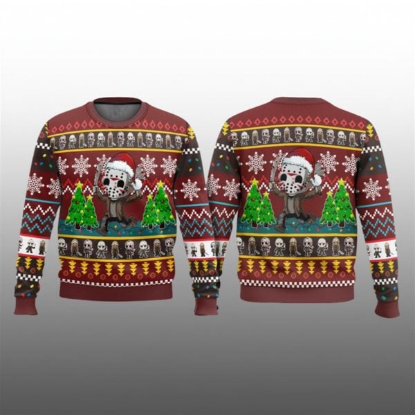 Friday The 13th Jason Voorhees Chibi Ugly Sweater 2025 Christmas - Grishko