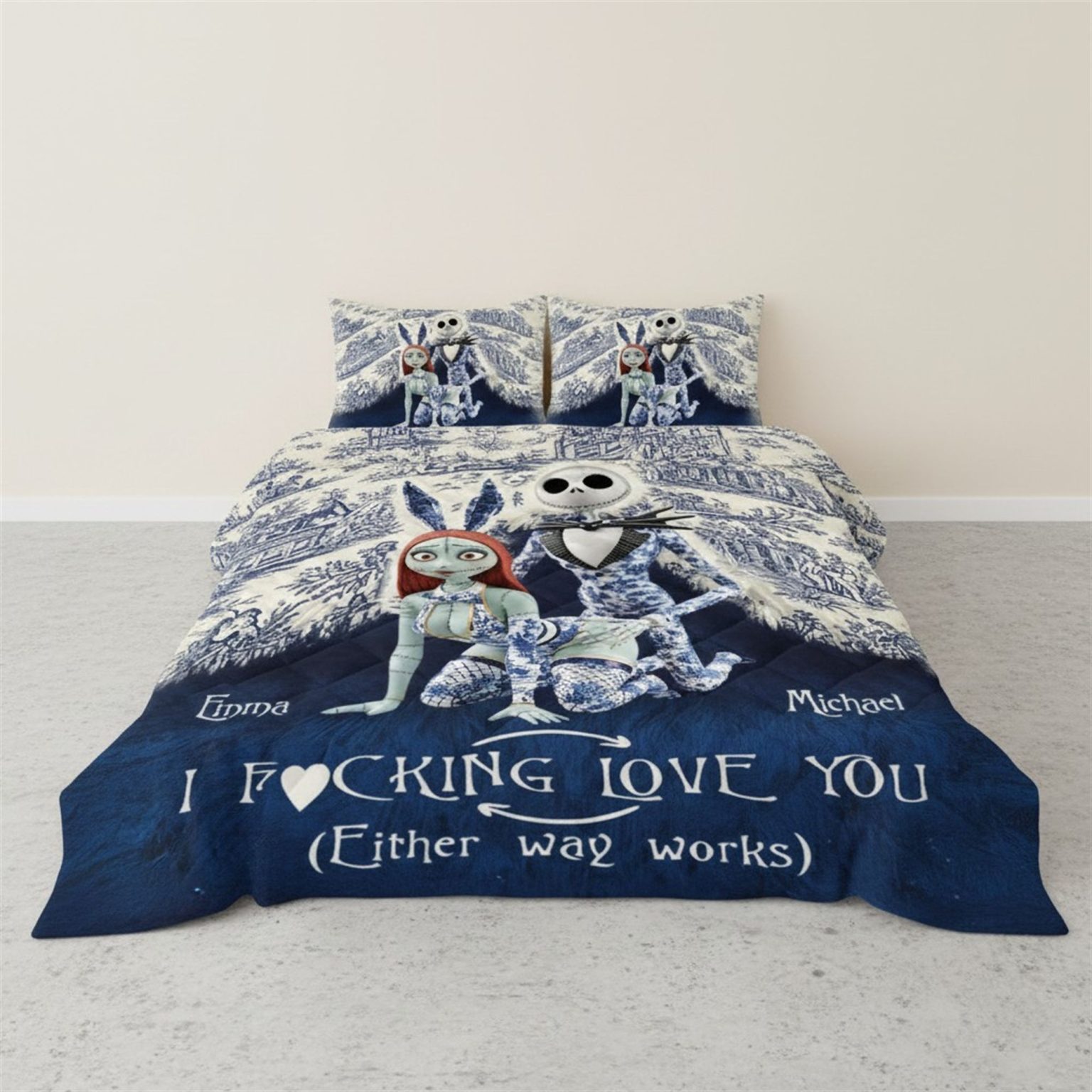 Jack And Sally I Fucking Love You Weither Way Works Bedding Set - Grishko