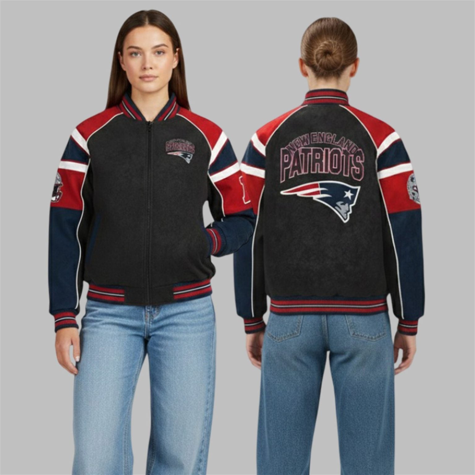 NE Patriots Drake Maye AFC Bomber Jacket - Grishko.com