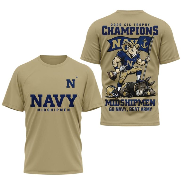 Navy Midshipmen 2025 CIC Trophy Champions Football Shirt - Grishko