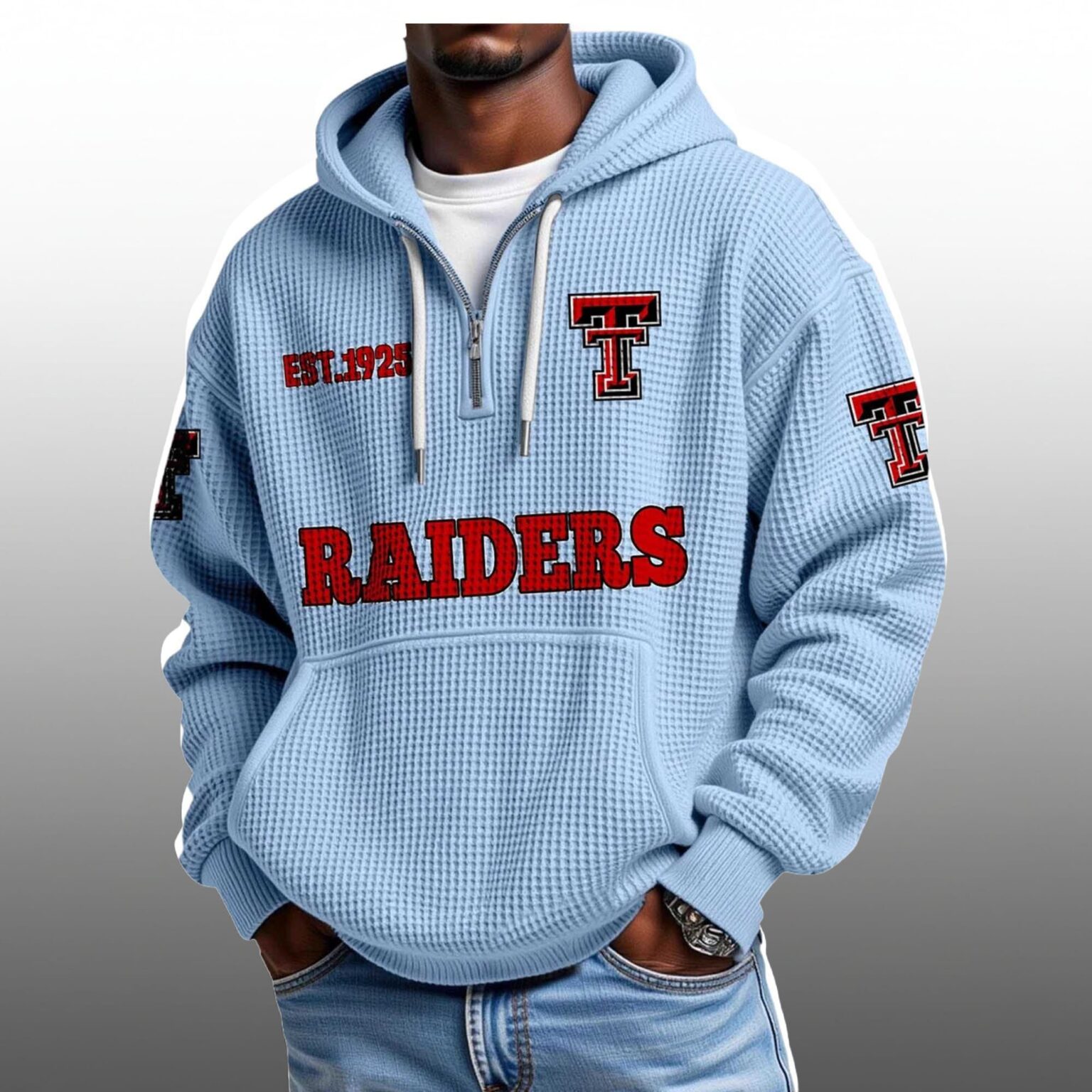 Raiders EST 1925 Half Quarter Zip Waffle Hoodie - Grishko