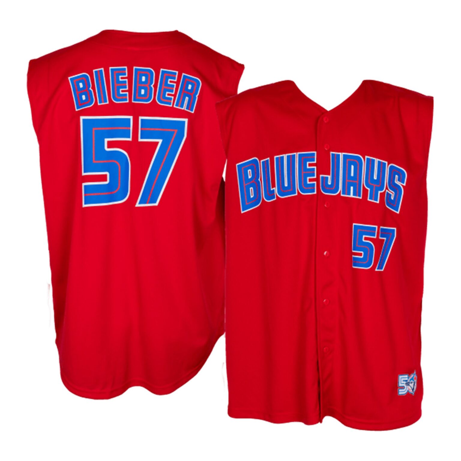 2026 Giveaway Toronto Blue Jays Shane Bieber Red Cut Off Jersey - Grishko