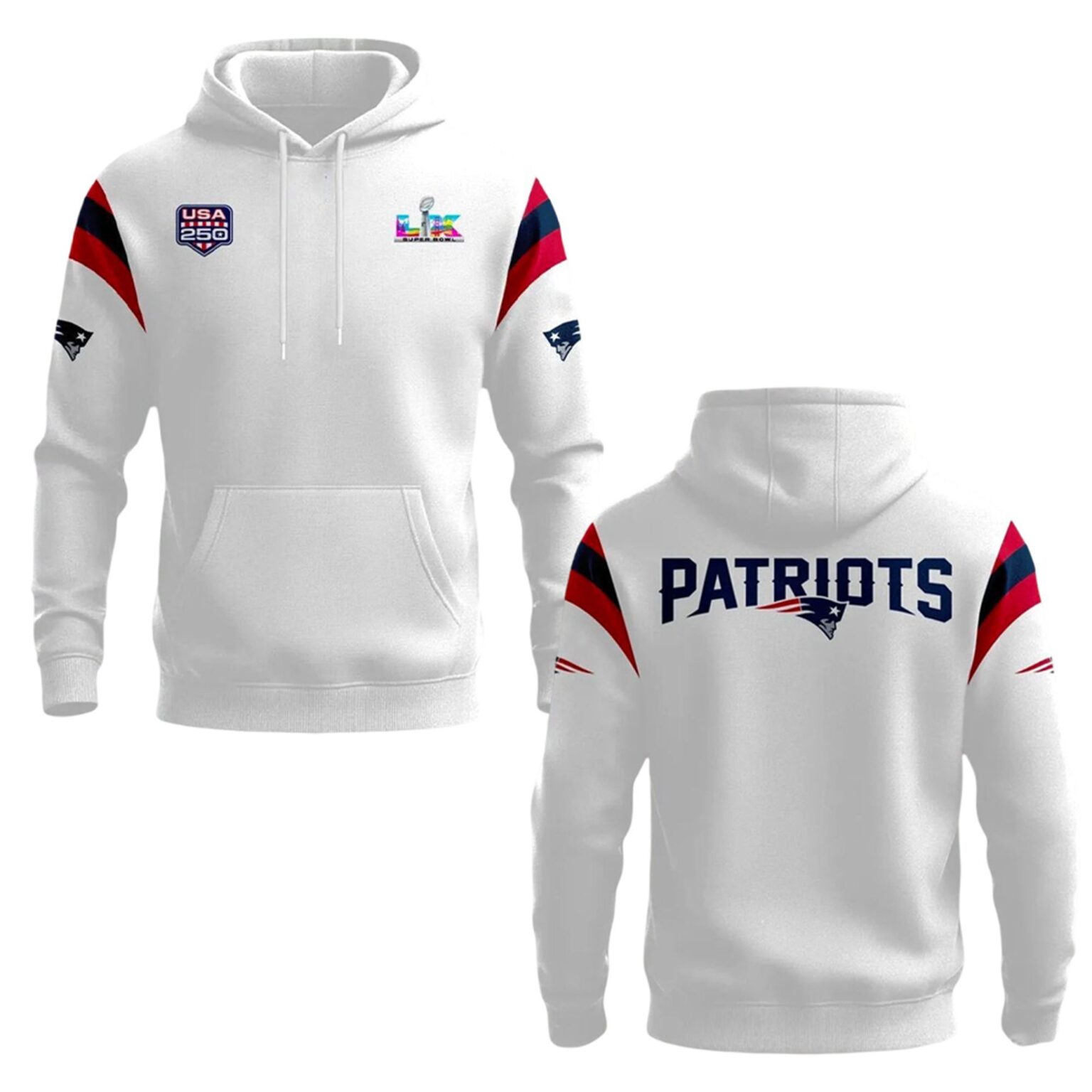 2026 NE Patriots Super Bowl LX USA 250 Hoodie - Grishko