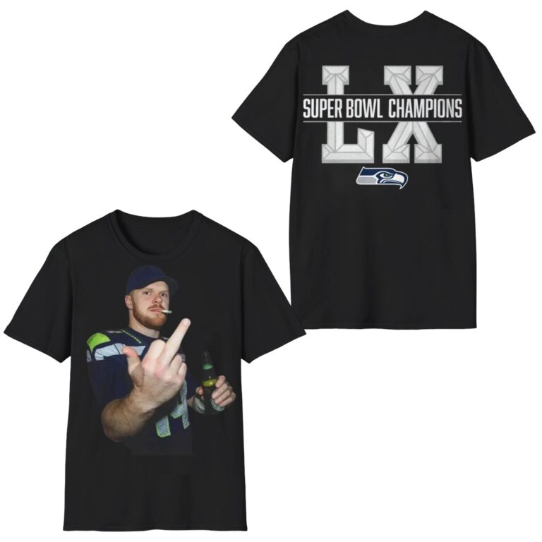 2026 Seattle Seahawks Sam Darnold Middle Finger Super Bowl LX Champions ...